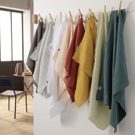 OUREA - Lot de 2 Essuie-mains 50x70cm Gaze de Coton Nuage