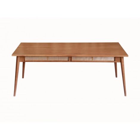 KESIAH - Table repas 200cm en acacia finition teinté teck avec plaquage ...