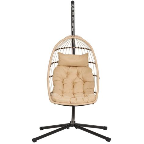 TOLIUM - Chaise suspendue avec Support en Acier + Rotin Synthétique et ...