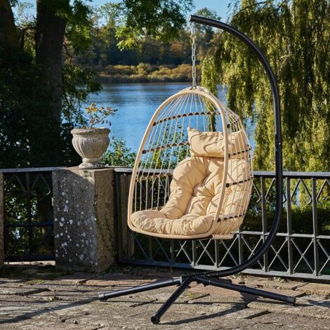 TOLIUM - Chaise suspendue avec Support en Acier + Rotin Synthétique et ...