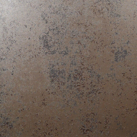 VANIM - Table Basse Ovale Plateaux Verre et Céramique Marron