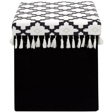 MINECRAFT - Pouf-Coffre Pliable Noir Motif Géométrique