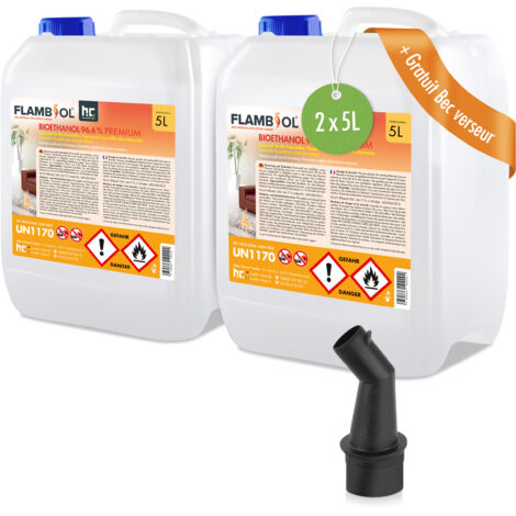 2x 5L FLAMBIOL® Bioethanol 96,6% Premium für Kamine & Ethanol-Brenner