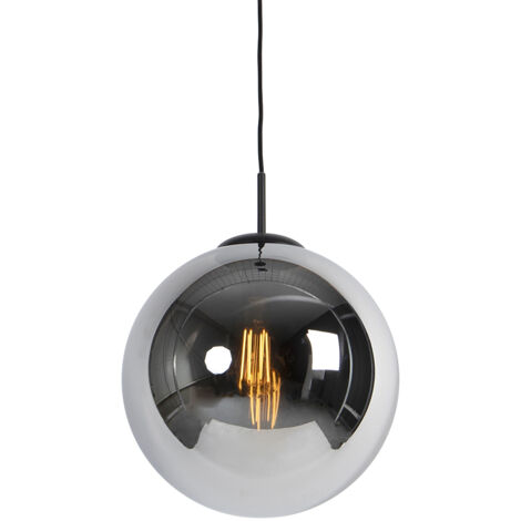 Smart Pendant Light Black with Smoke Glass 30 cm Incl. Wifi ST64 - Pallon