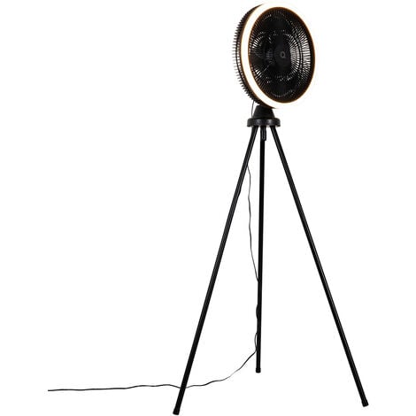 Tripod Floor Fan Black Incl. LED 3-Step Dimmable - Meric