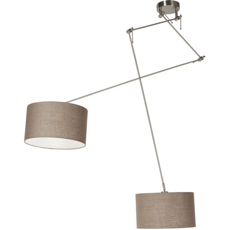Smart Pendant Light Steel with Shade 35 cm Taupe Incl. 2 Wifi A60 - Blitz