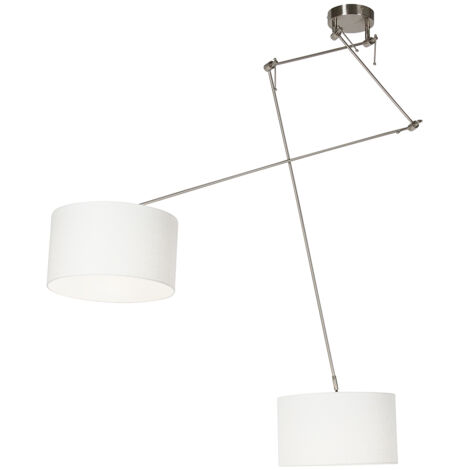 Smart Pendant Light Steel with Shade 35 cm White Incl. 2 Wifi A60 - Blitz