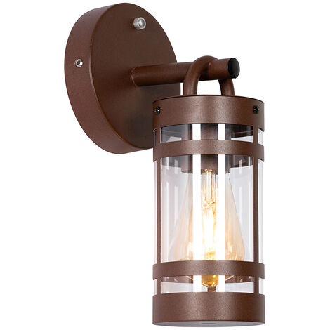 Outdoor Wall Light Rust Brown IP44 with Dusk Sensor - Ruben