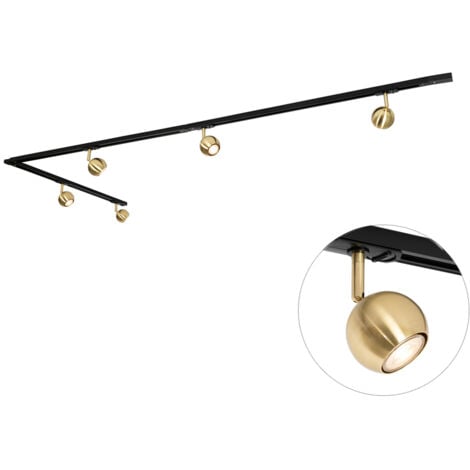Modern Track Lighting with 5 Spotlights Gold 1-Phase - Iconic Gissi