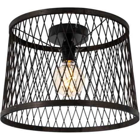 Rustic Ceiling Light Black Rattan 40 cm IP44 - Calamus