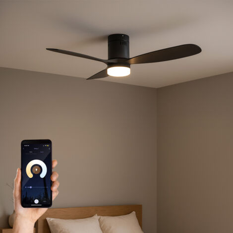 Smart Ceiling Fan Black 132cm incl. LED Dimmable with Remote Control ...
