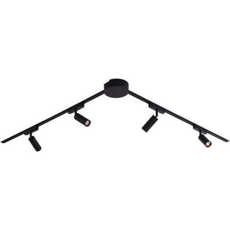 Modern Track Lighting System with 4 Black Spotlights 1-Phase - Magnetic ...