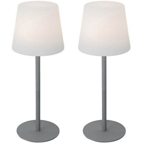 Set of 2 Grey Rechargeable Table Lamps 40 cm IP54 - Jude