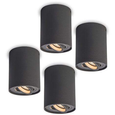 Set of 4 Dark Grey Spotlights Adjustable and Tiltable - Rondoo Up