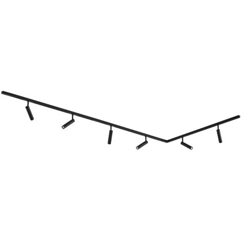 Modern Track Lighting System with 6 Black Spotlights 1-Phase - Slimline ...