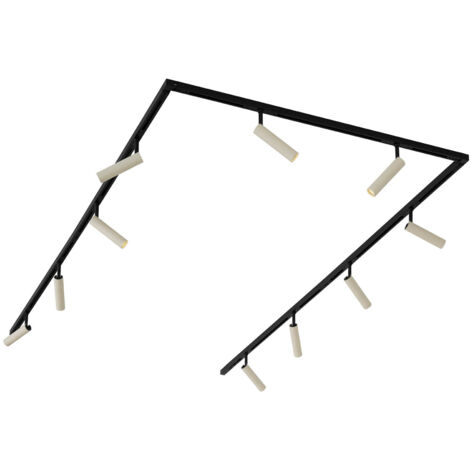 Modern Track Lighting System with 10 Spotlights Beige and Black 1-Phase ...
