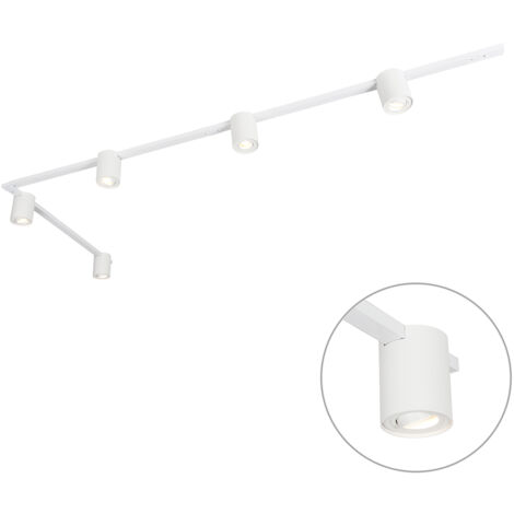 Modern 1-Phase Track Lighting with 5 White Spotlights - Rondoo Up
