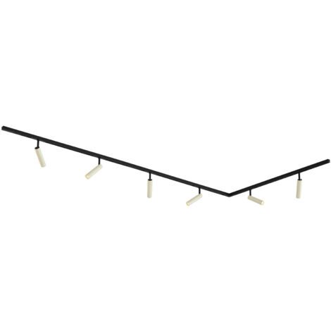 Modern Track Lighting System with 6 Beige and Black Spotlights 1-Phase ...