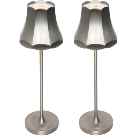 Set of 2 Retro Table Lamps Gunmetal Rechargeable IP44 - Granny