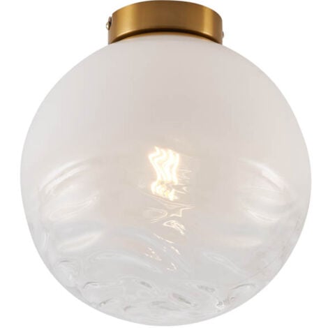 Design Ceiling Light Brass with White Fading Glass - Pillon