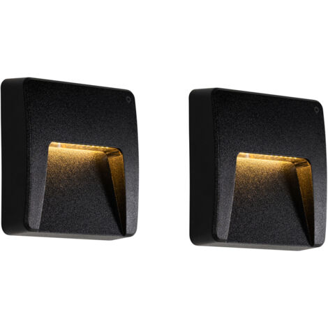 Set of 2 Black Square Outdoor Wall Lights Incl. LED IP65 - Gem