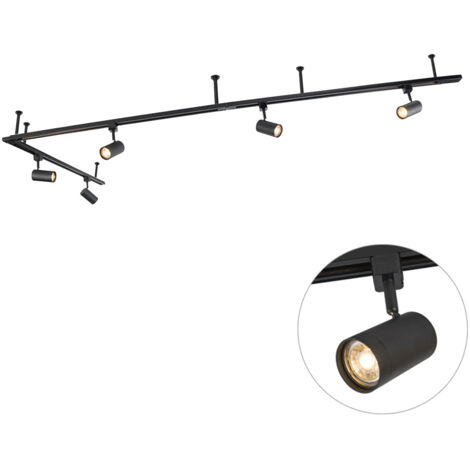 Modern Hanging Track Lighting System with 5 Black Spotlights 1-Phase ...