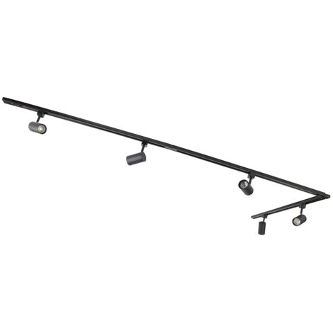 Modern Hanging Track Lighting System with 5 Black Spotlights 1-Phase ...
