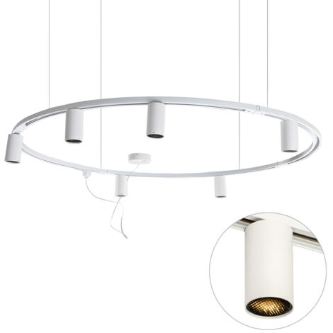 Modern Hanging Track Lighting System with 6 Spotlights White 1-Phase ...