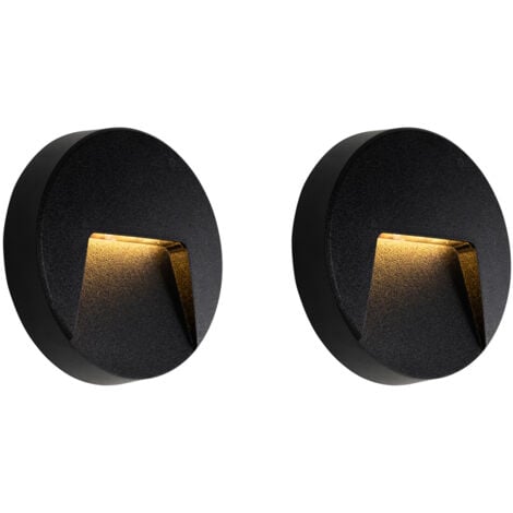 Set of 2 Black Round Outdoor Wall Lights Incl. LED IP65 - Gem