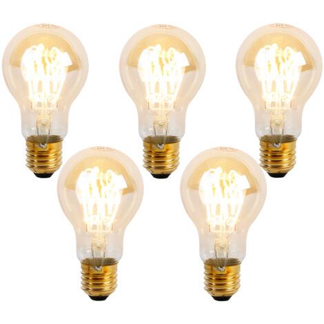 Set of 5 E27 Dimmable LED Spiral Bulbs A60 Goldline 4W 270 lm 2200K
