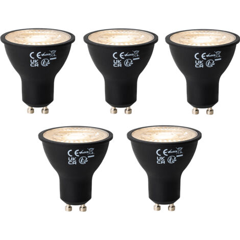 Set of 5 GU10 Dimmable LED Bulbs Black 7W 430 lm 2700K