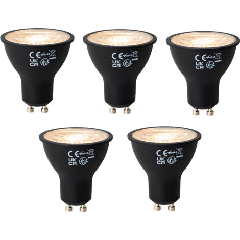 Set of 5 GU10 3-Step Dimmable LED Bulbs Black 6W 4300 lm 2000 - 6000K