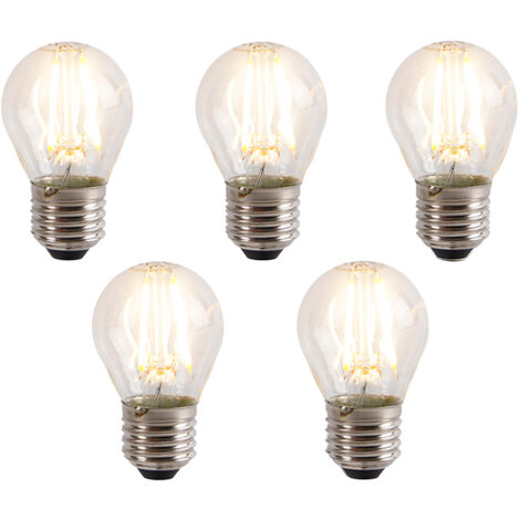 Set of 5 E27 Dimmable LED Bulbs P45 4W 330lm 2100K