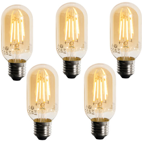 Set of 5 E27 Dimmable LED Gold T45 4W 300 lm 2200K