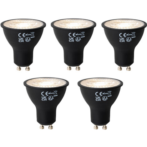 Set of 5 GU10 Dimmable LED Bulbs Black 6W 450 lm 3000K