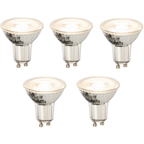 Set of 5 GU10 Dimmable LED Bulbs 8W 660lm 3000K