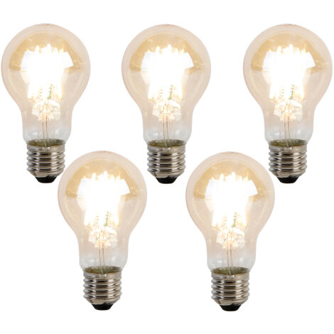 Set of 5 E27 Dimmable Kelvin LED Bulbs A60 Goldline 8W 806lm 2000-2700K