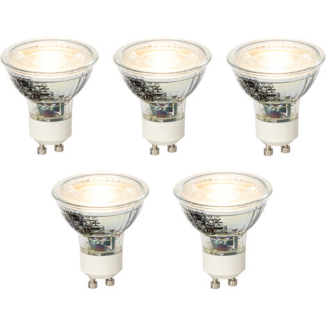 Set of 5 GU10 Dimmable LED Bulbs 4W 300lm 2700K