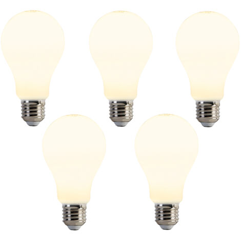 Set of 5 E27 LED Bulbs A67 Opal 8W 900lm 2700K