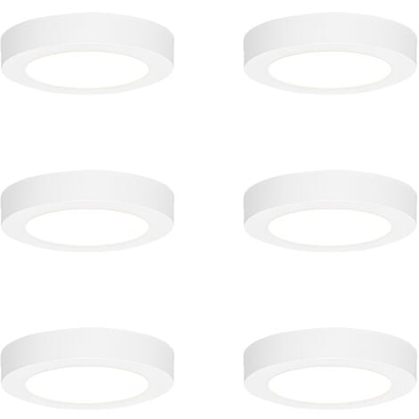 Set of 6 Recessed or Surface-Mounted Spotlights White 14 cm incl. LED 3 ...