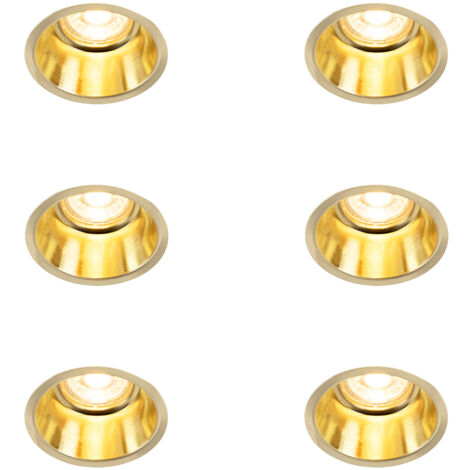 Set of 6 Modern Recessed Spotlights Gold - Dept