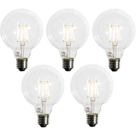 Set of 5 E27 Dimmable LED Bulbs G95 5W 450 lm 3000K