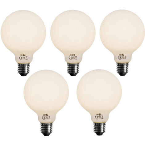 Set of 5 E27 Dimmable LED Bulbs Opal G95 5W 450lm 3000K