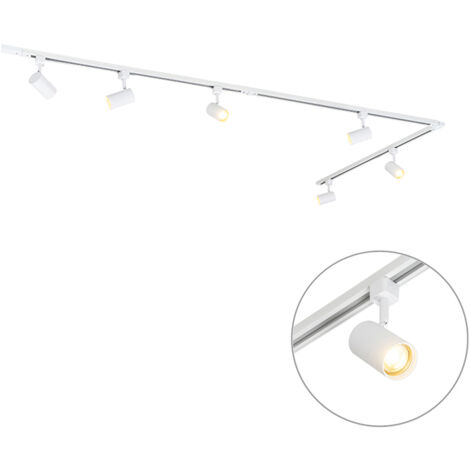 Modern Track Lighting System with 6 White Spotlights 1-Phase 300cm ...