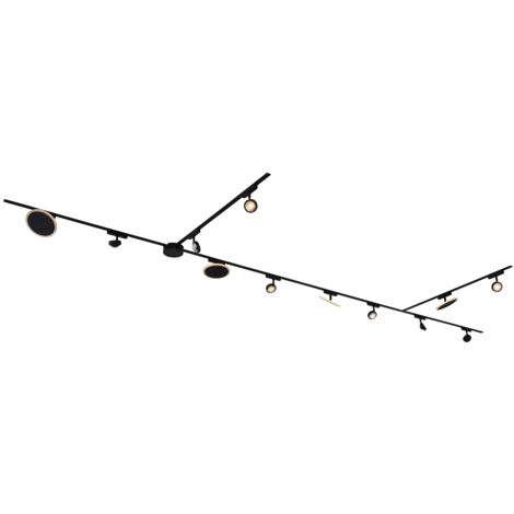 Track Lighting System with 8 Spotlights and 4 Ceiling Lights Black 1 ...