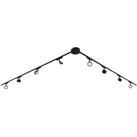 Modern Track Lighting System with 8 Black Spotlights 1-Phase - Magnetic ...