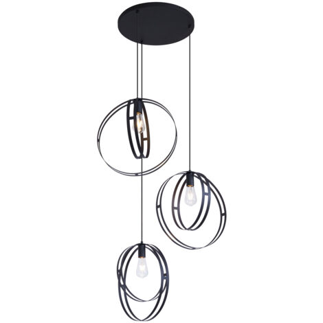 Design Pendant Lamp Black Round 3-Light - Indu