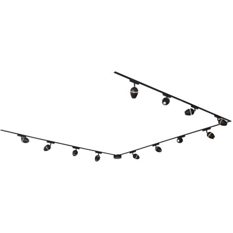 Modern Track Lighting System with 12 Black Spotlights 1-Phase ...