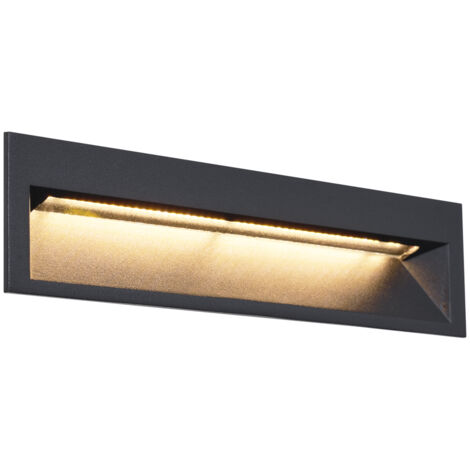 Modern Recessed Wall Lamp Black 28cm incl. LED IP65 - Mert
