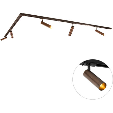 Modern Track Lighting System with 5 Spotlights Dark Bronze 1-Phase GU10 ...